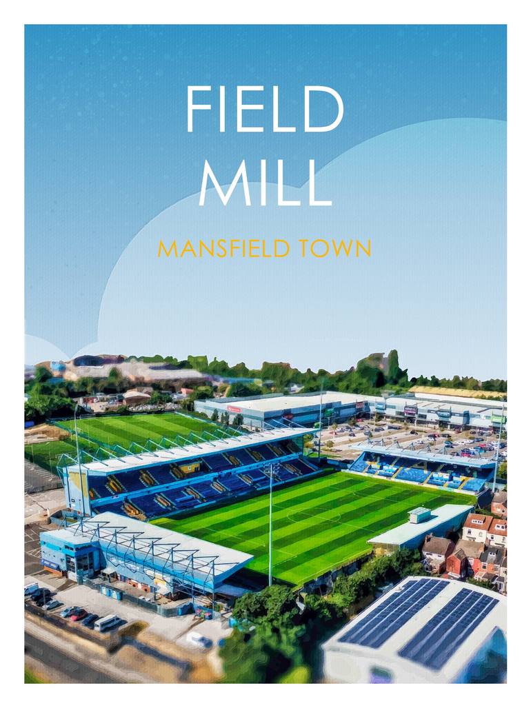 Mansfield Town - Field Mill Retro Painting by David Marston | Saatchi Art