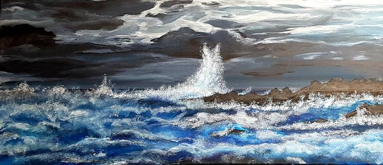 the strom under the full moon Painting by Stephanie Koob | Saatchi Art