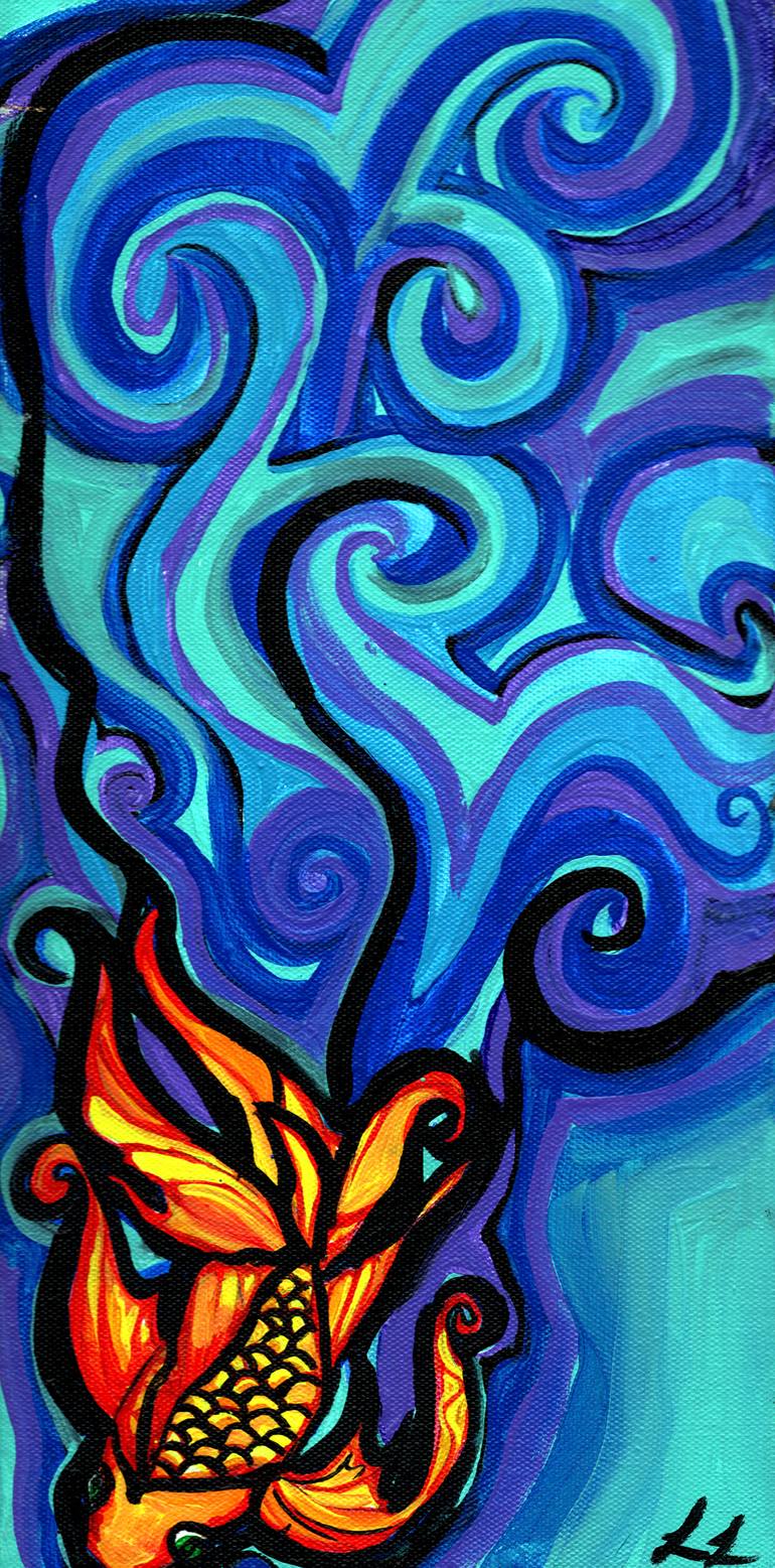 Go Fish Painting by Lucinda L'Enfant | Saatchi Art