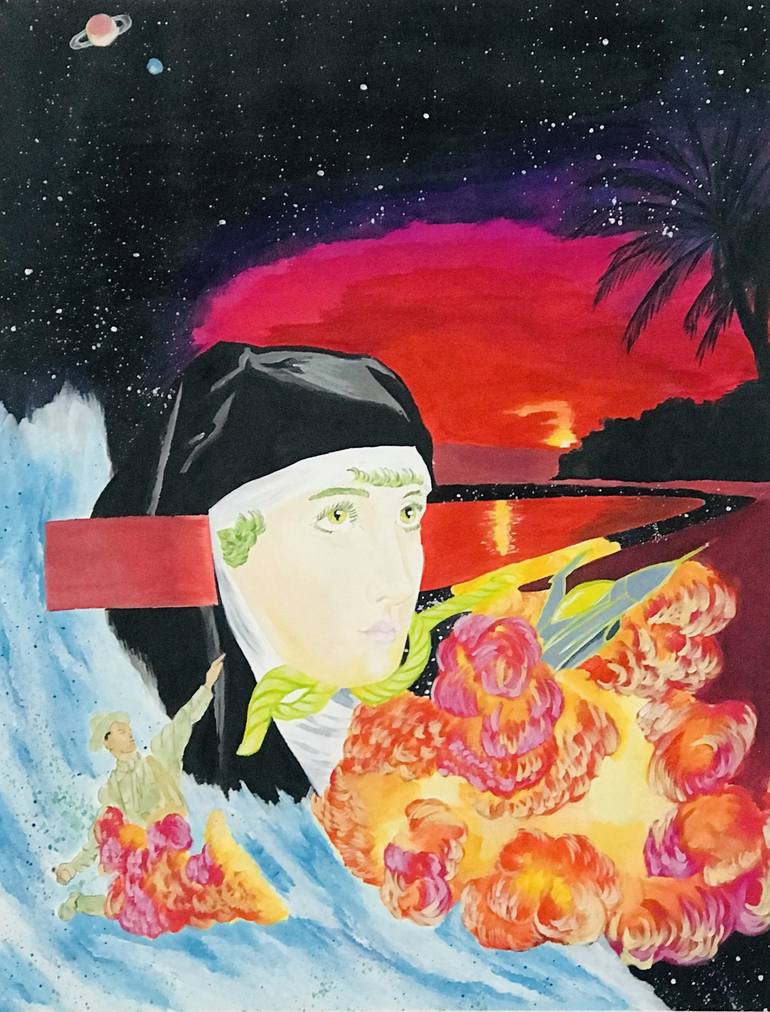 Nun in a Noose Painting by Thery Sims | Saatchi Art