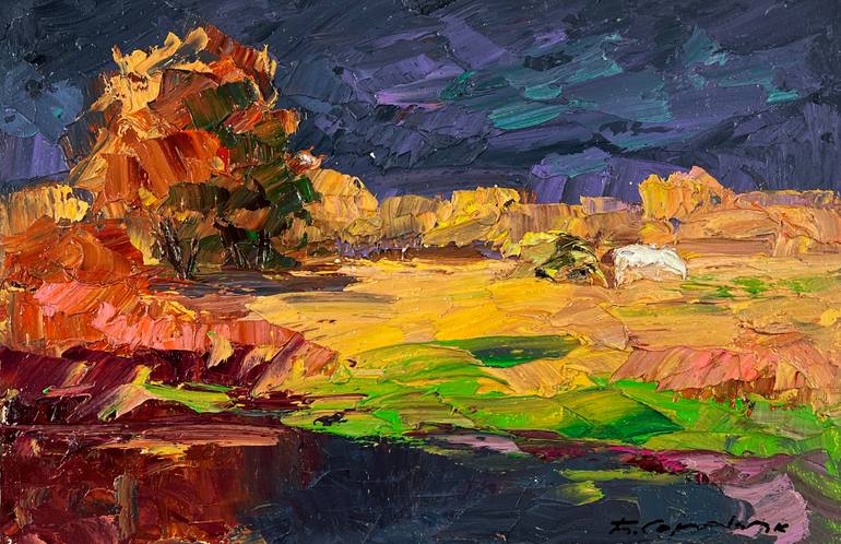 Oil painting In the Field Before the Rain Boris Serdyuk Painting by ...