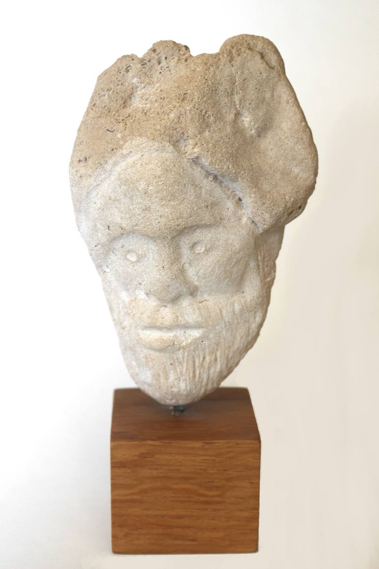 Head in sea stone Sculpture by Michalis Kevgas | Saatchi Art