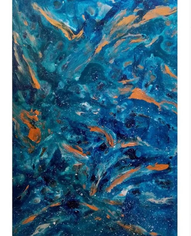 Gold Nebula Painting by Lamia Eda Kula | Saatchi Art