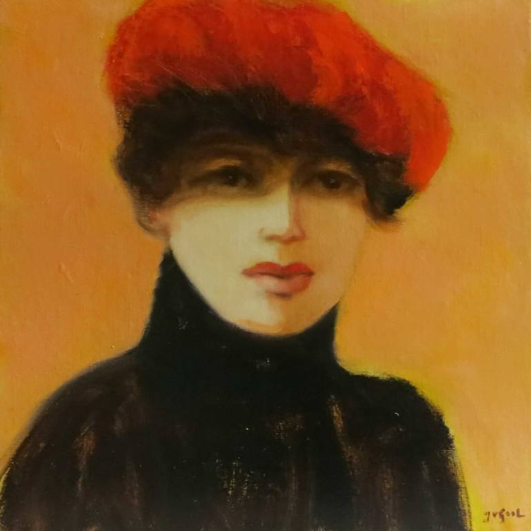 Beret Rouge Painting by José van Gool | Saatchi Art