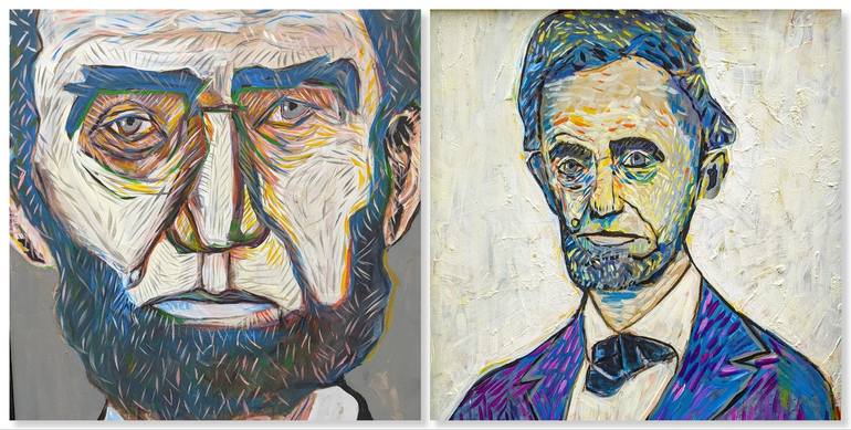 Abraham Lincoln Two Views Painting by Ron Kammer | Saatchi Art