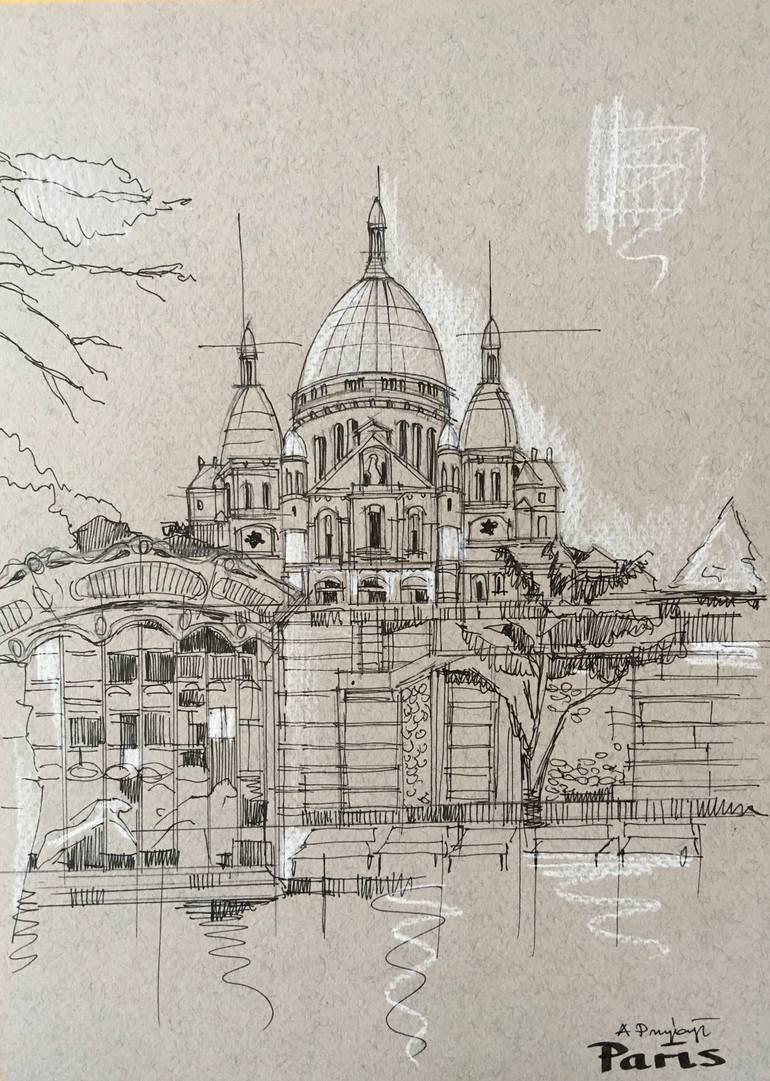 France Paris Drawing by Agata Przybyl | Saatchi Art