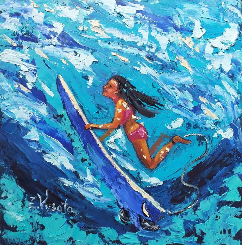 Sea Dive. Painting by Zinaida Vysota Dacenko | Saatchi Art