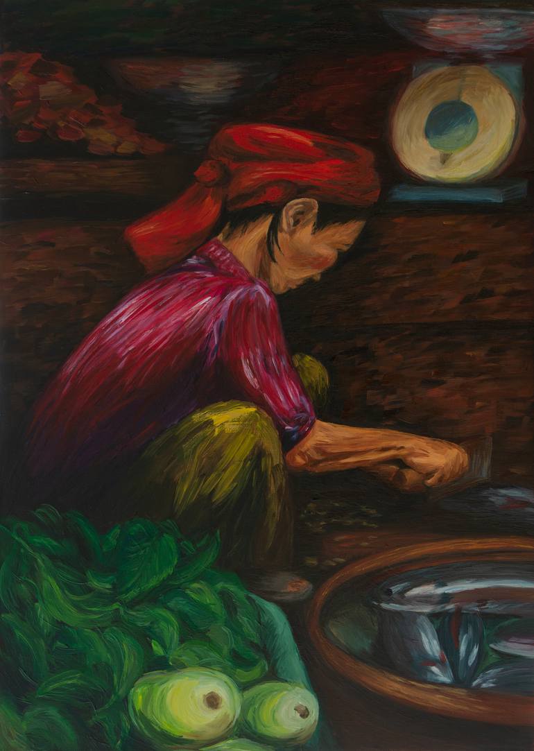 Fishmonger Painting by Anastasia Titova | Saatchi Art
