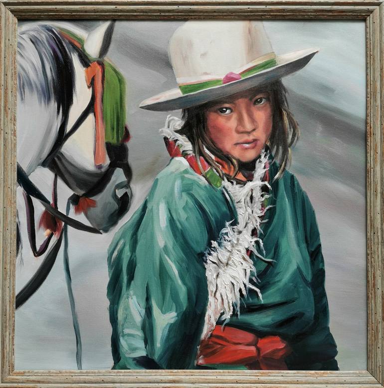 Tibetan Boy Painting by Yin Lee | Saatchi Art