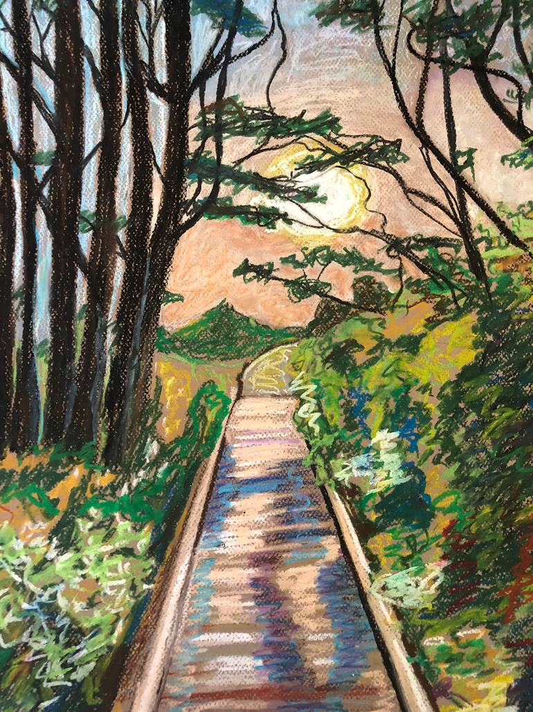 Bridge at Devil’s Churn Drawing by Kristi Cavett Jones | Saatchi Art