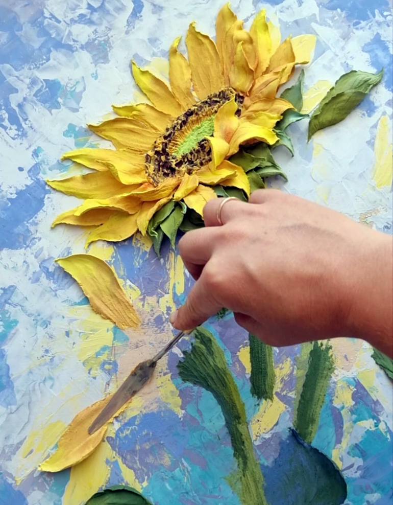 SUNFLOWERS. FRAGMENTS OF THE SUMMER SUN. / FLORAL STILL LIFE Sculpture ...