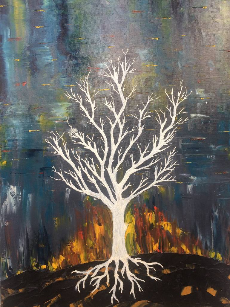 white tree Painting by beqa tokhvadze | Saatchi Art