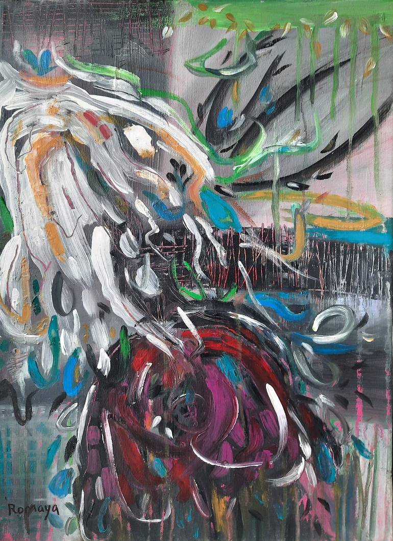 dance of flowers Floral expression abstract modern Painting by Romaya ...