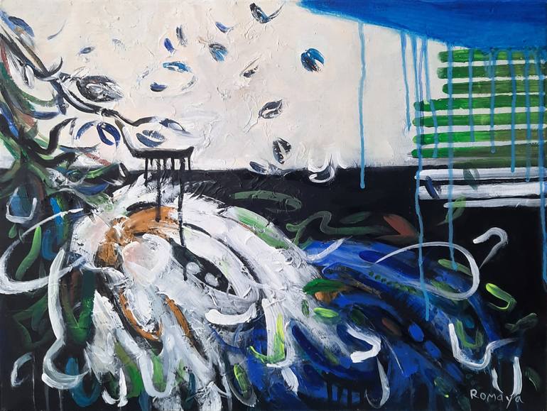 dance of flowers Floral expression abstract modern Painting by Romaya ...
