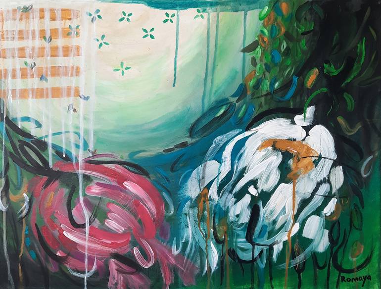 Dance of flowers Floral expression abstract interior Painting by Romaya ...