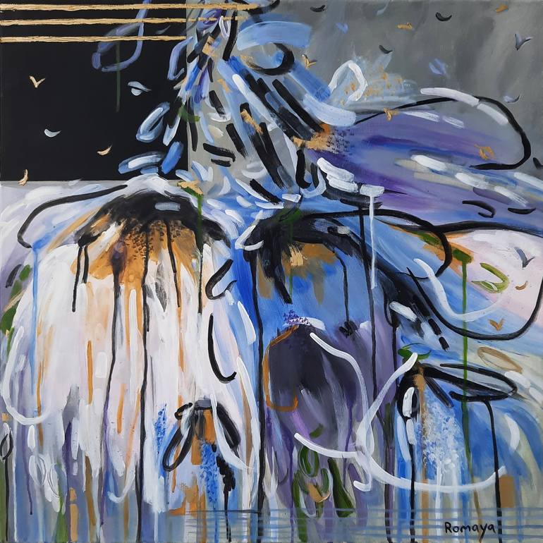 bouquet of flowers Floral expression abstract modern Painting by Romaya ...
