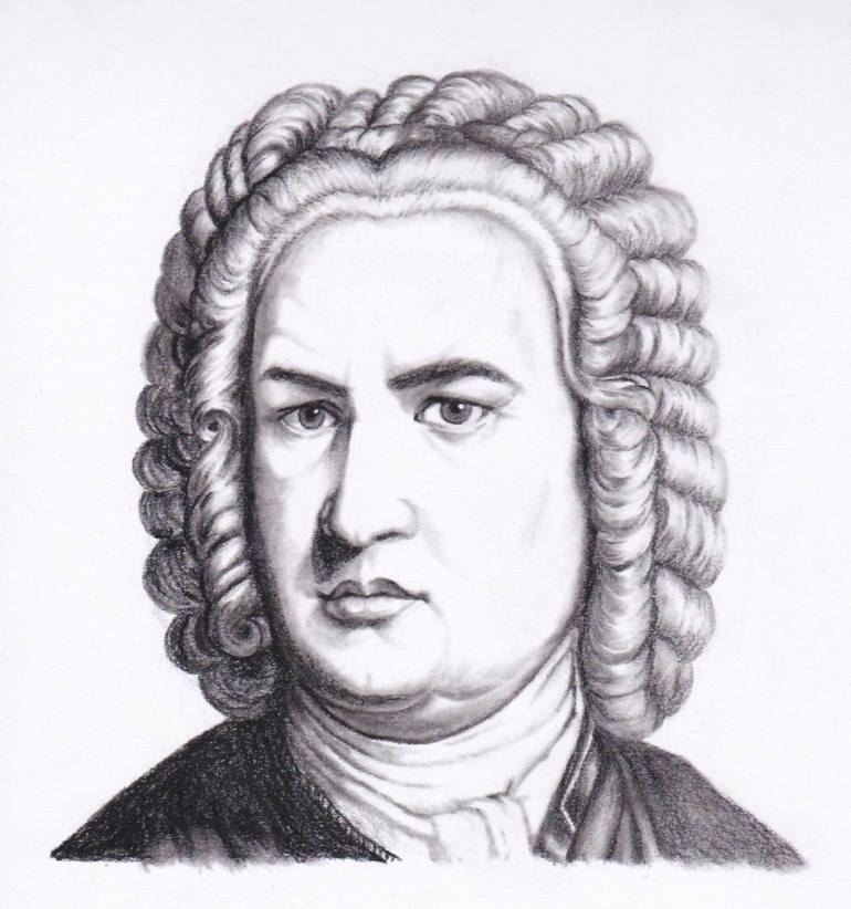 The portrait of Bach Drawing by June Chevanintakul | Saatchi Art