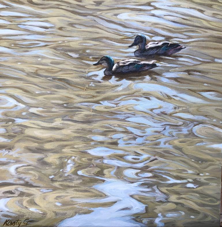 On Golden Pond Painting by Kirsty Gautheron | Saatchi Art