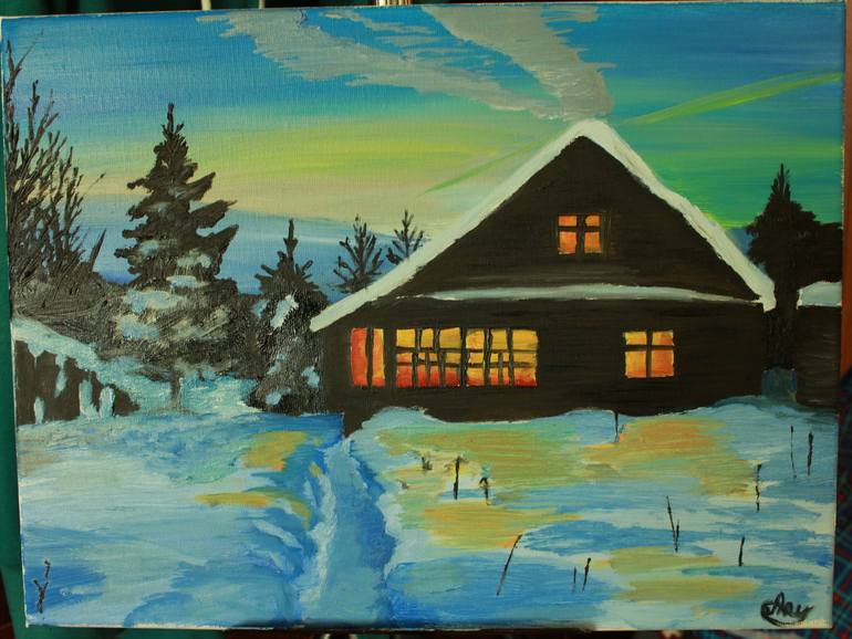Winter night Painting by Ivan Loginov | Saatchi Art