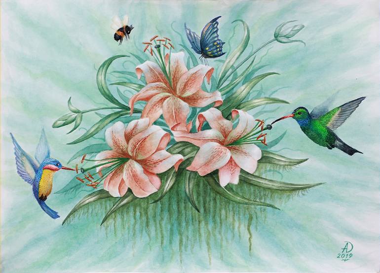 colibri Painting by Aleksandr Dmitriev | Saatchi Art