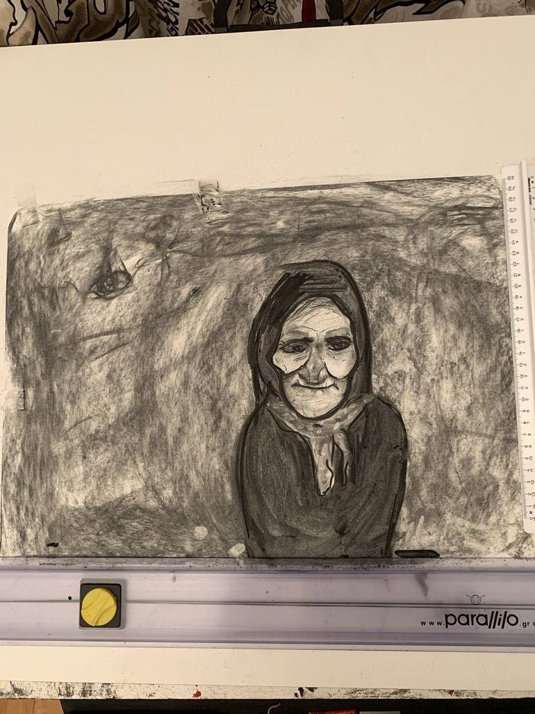 Old woman Drawing by Irina Kartsonaki | Saatchi Art