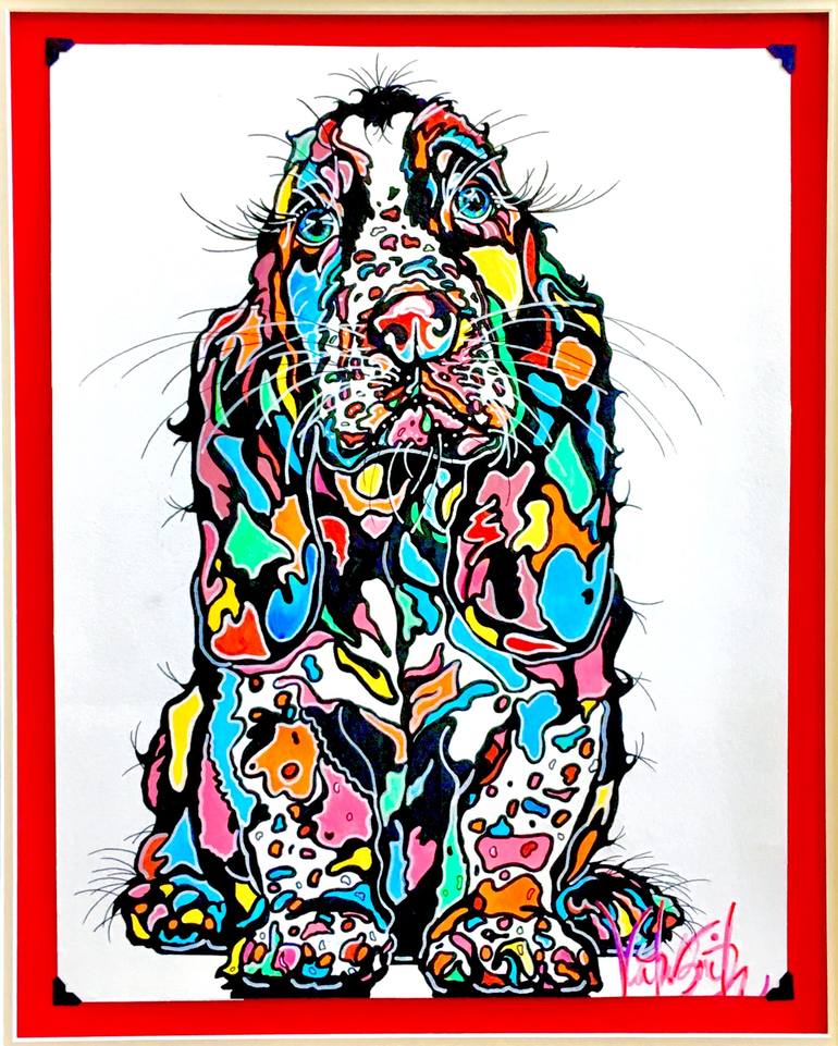 Border Collie in Patchwork Drawing by Kathleen Linton | Saatchi Art