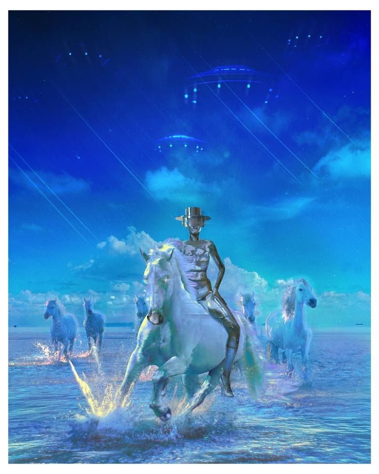 Behold a Fembot on a Pale Horse Mixed Media by MNQOBI NYATHIKAZI ...