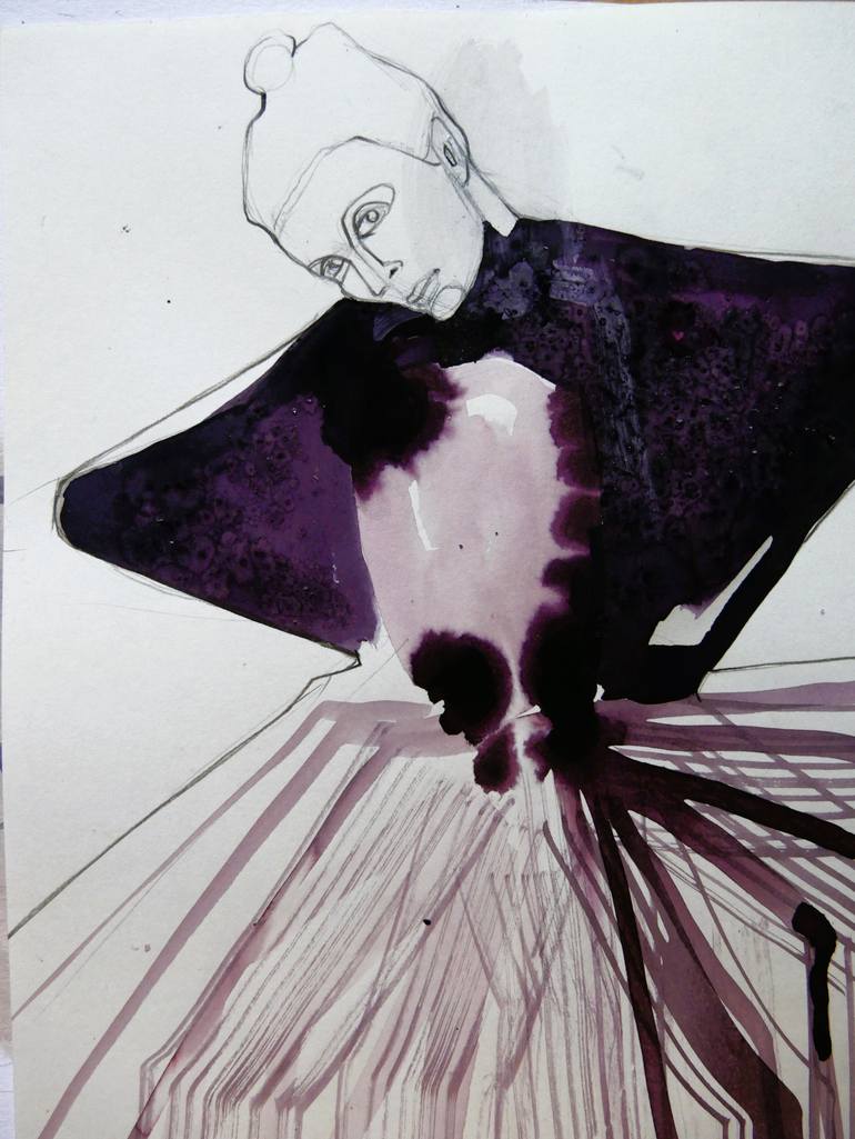 WOMAN WITH LILAC DRESS III Painting by Doris Schmitz | Saatchi Art