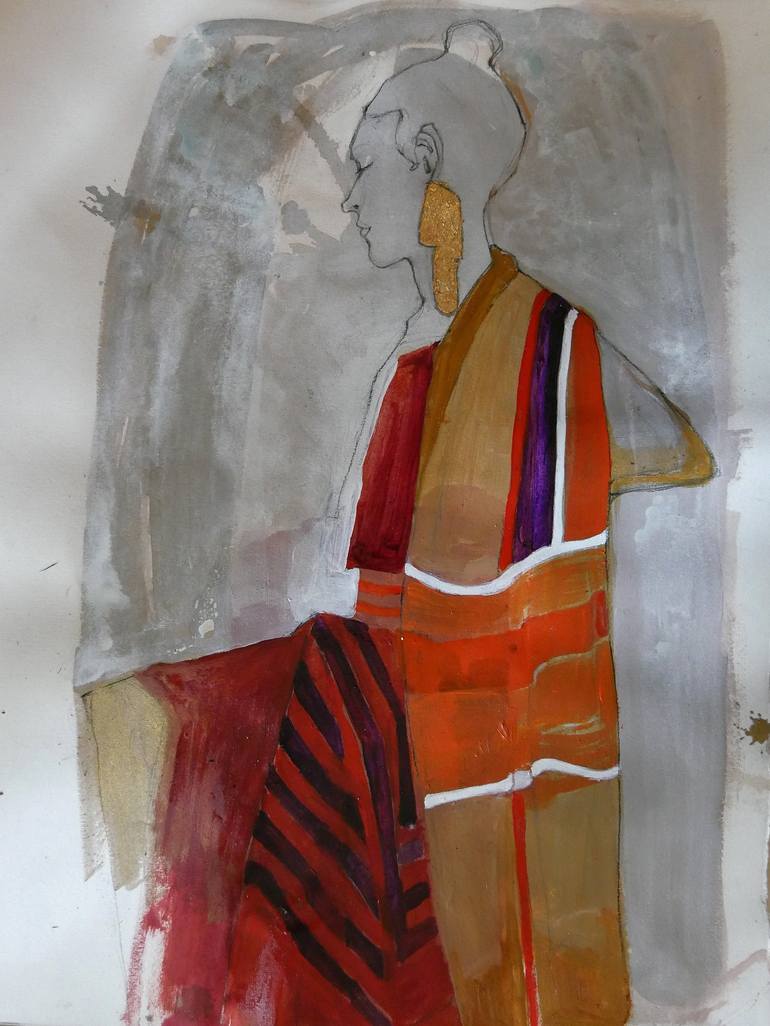 MARIA MAGDALENA IN RED Painting by Doris Schmitz | Saatchi Art