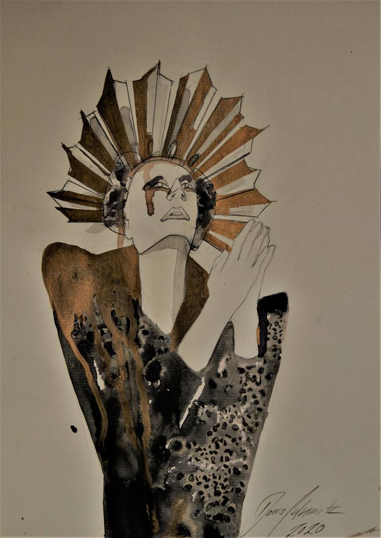 Golden Tears Drawing by Doris Schmitz | Saatchi Art United Kingdom