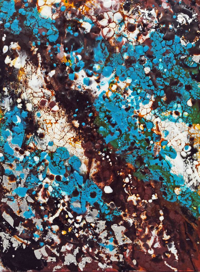 Turquoise geode II - encaustic wax painting Painting by Tera Fujan ...