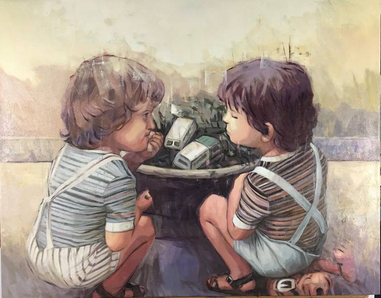 Tarde de patio Painting by Ariel Calderon | Saatchi Art