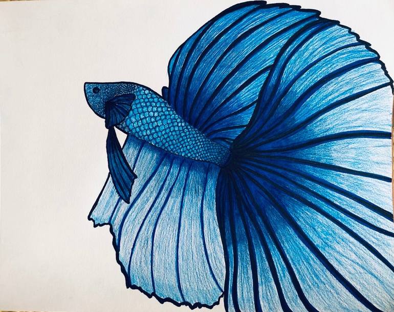 Blue Beta Drawing by Daniella Romashin | Saatchi Art