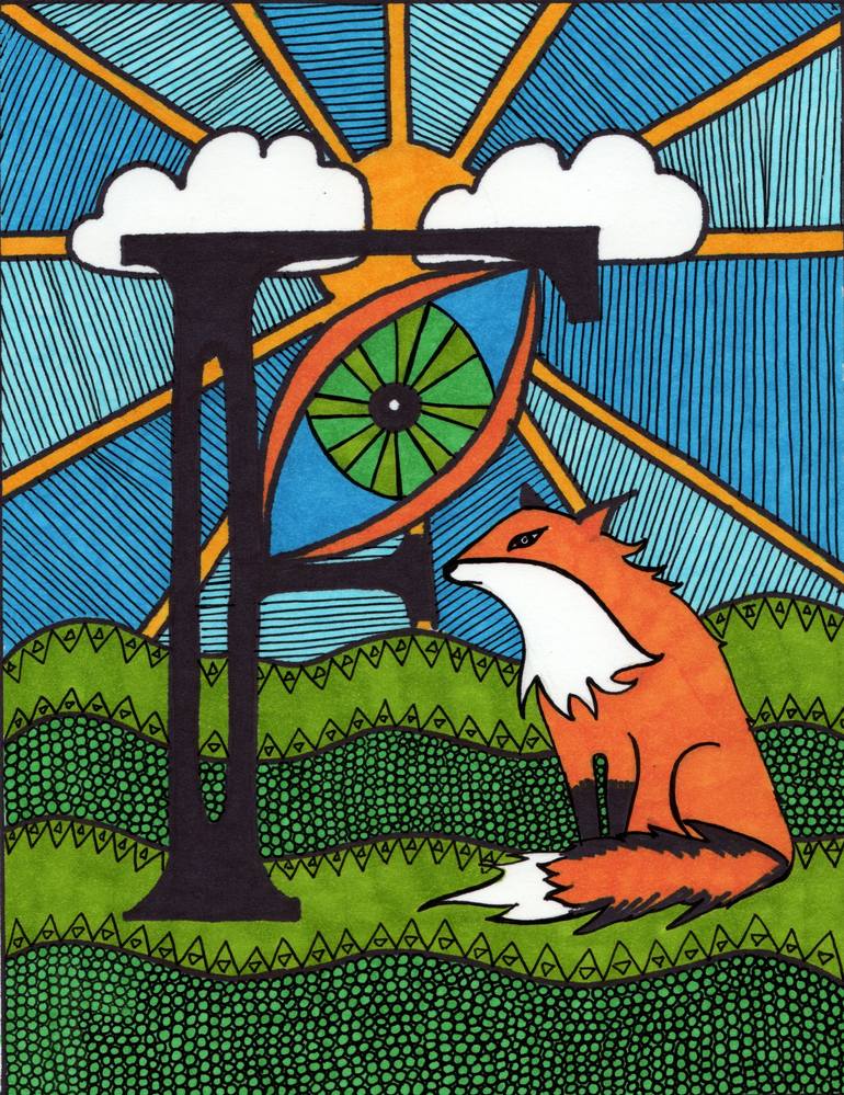 F is for Fox Drawing by Cat Igrun | Saatchi Art