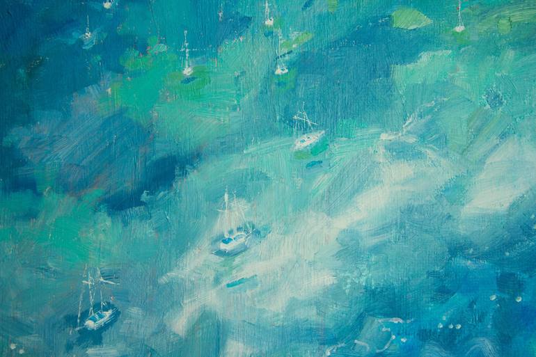 ABSTRACT SEA print, acrylic oil painting, abstract sea, fine art, boats ...