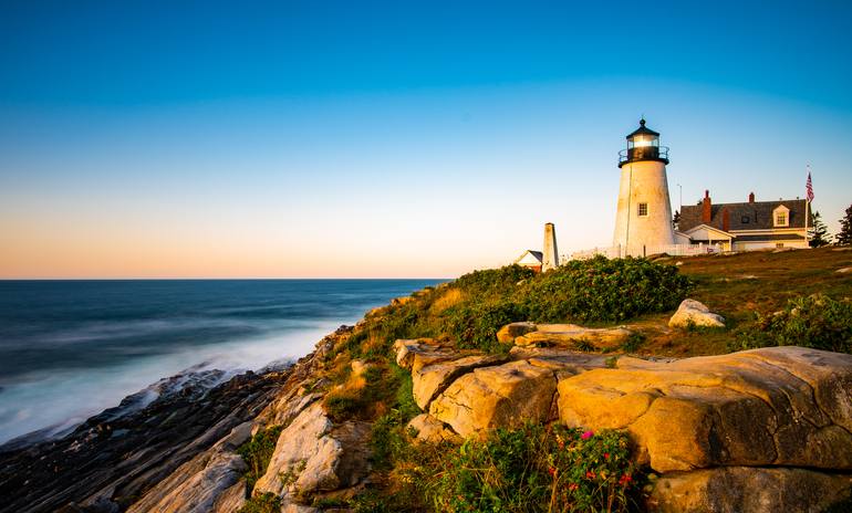 Pemaquid Point Lighthouse at Sunrise Photography by Charlie H | Saatchi Art