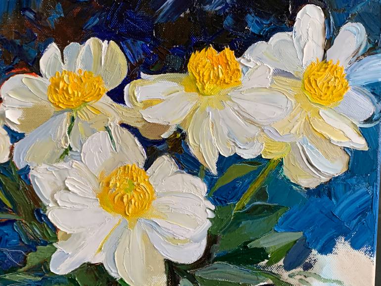 White peony Painting by Olga Prokopenko | Saatchi Art