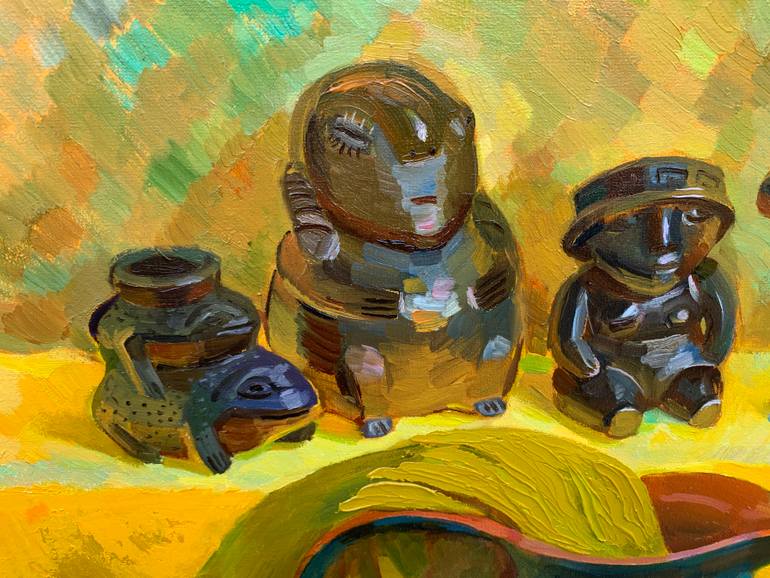 Yellow still life with black ceramics of Salta Painting by Olga ...