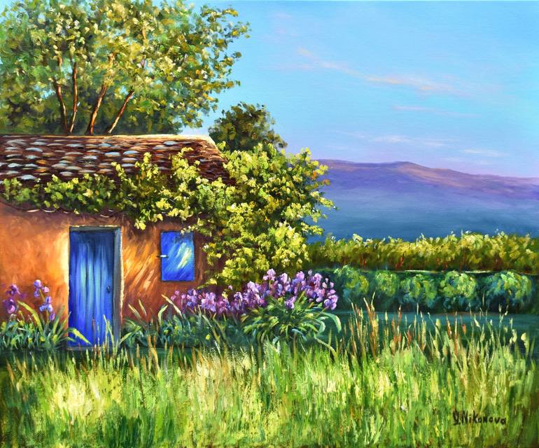 A House with Grapevines Painting by Yulia Nikonova | Saatchi Art