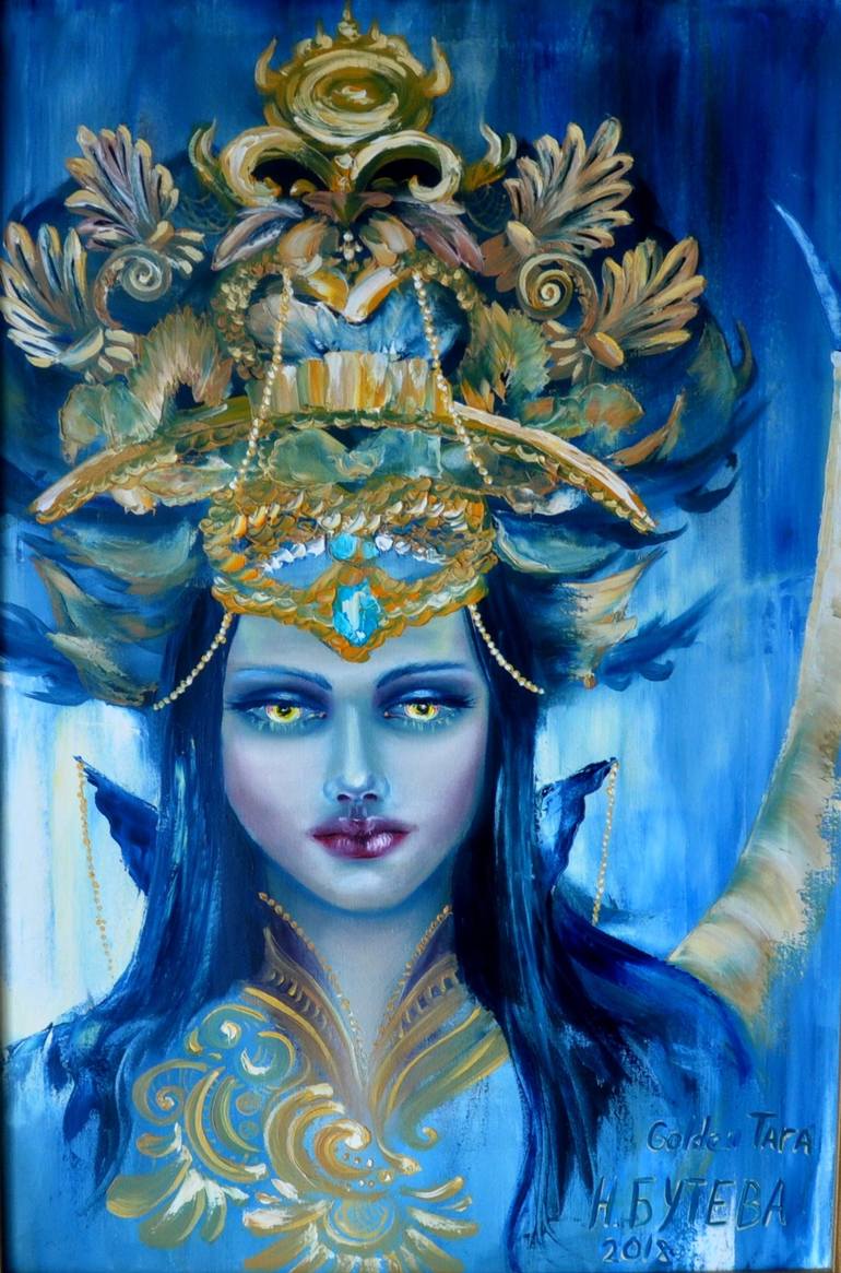 Golden Tara Painting by Nina Butieva | Saatchi Art
