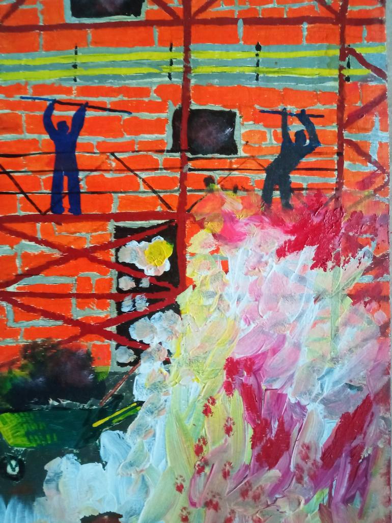 Fire bulding Painting by Scala Roberto | Saatchi Art