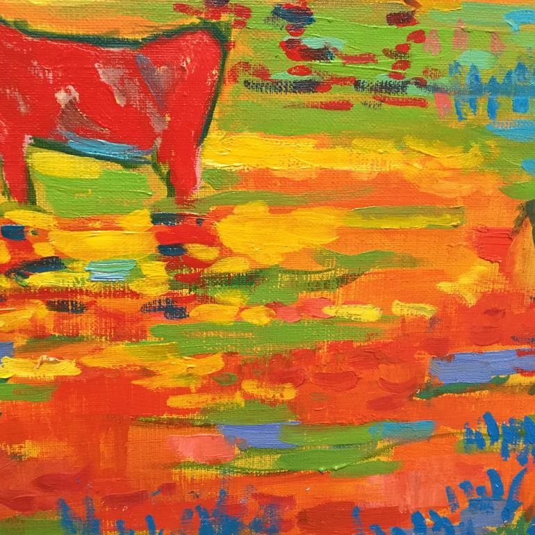 Red cows Painting by Serhii Silchenko | Saatchi Art