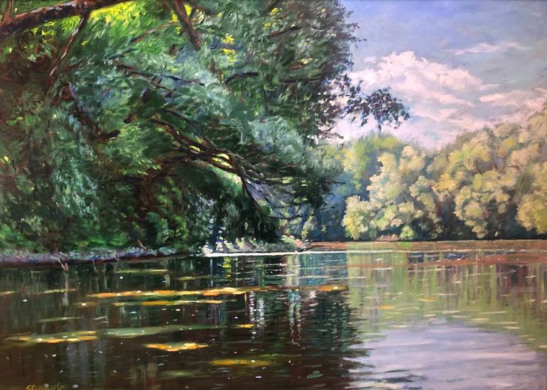Shadow on the river Painting by Tamas Stonawski | Saatchi Art