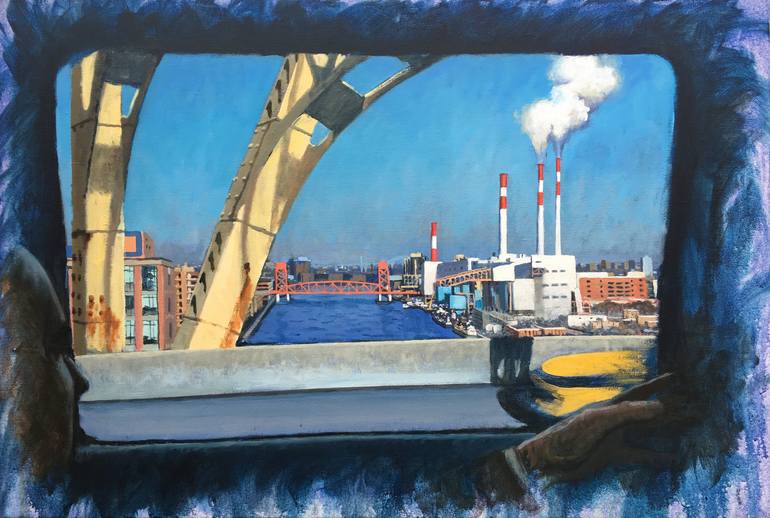 Crossing the Queensboro' Bridge Painting by Robert O'Rorke | Saatchi Art