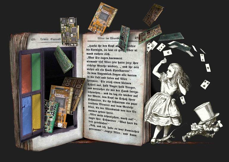 Alice in windows-land Mixed Media by Anat H Klein | Saatchi Art