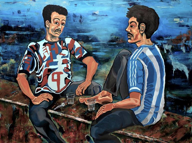 Two men Painting by Arti Shashi | Saatchi Art