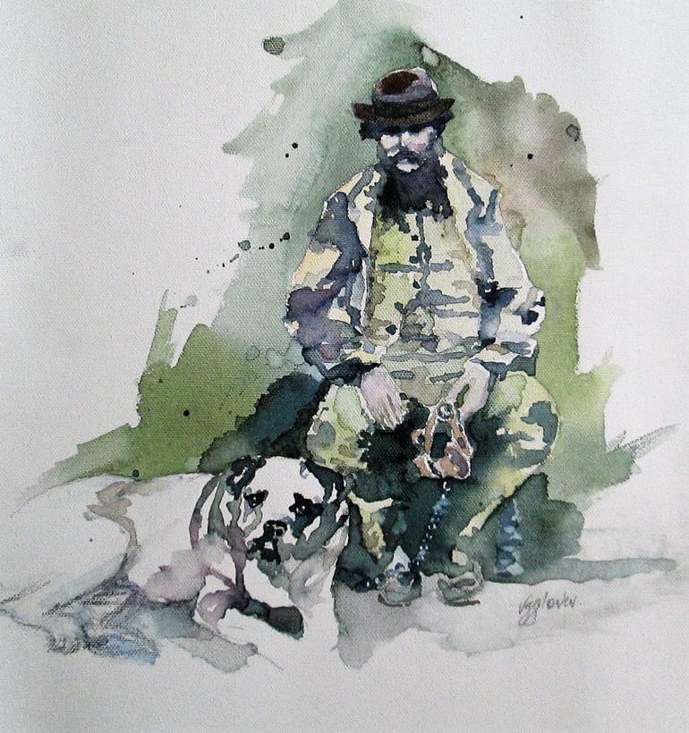 The Dog Man Painting by Victoria Glover | Saatchi Art