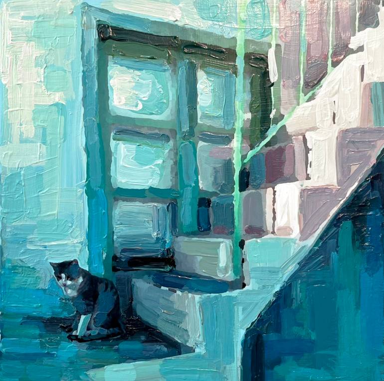 Thinking of Blue Mixed Media by Caitlyn Jones | Saatchi Art