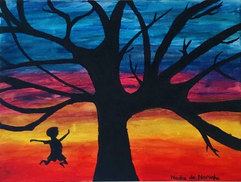 Freedom Silhouette Painting by Nadia De Noronha | Saatchi Art