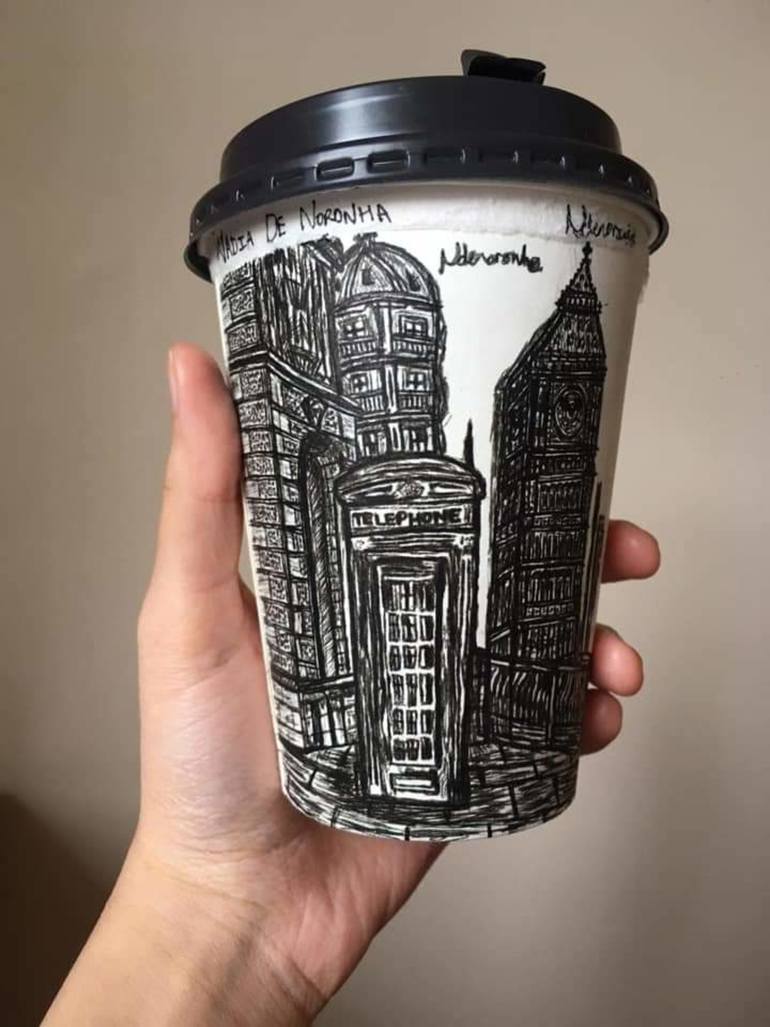 London on a cup Drawing by Nadia de Noronha | Saatchi Art